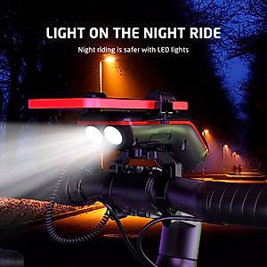 UPPEL Bluetooth Speaker Bicycle, Multifunctional Bike Phone Holder 10-in-1- LED Light - Power Bank - Bike Horn - Microphone - Ideal for Road & Mountain Bike (Black)