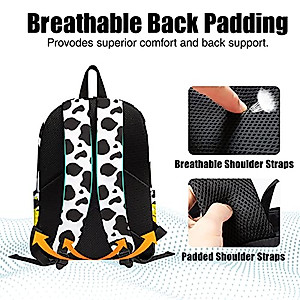Not Today Heifer Backpack Durable Lightweight School Bag with Adjustable Strap, Classic Cow Print Backpack for Girl Boy Teen or Women, Casual Daypack for Travel/School/Library, Sunflower Cow Pattern