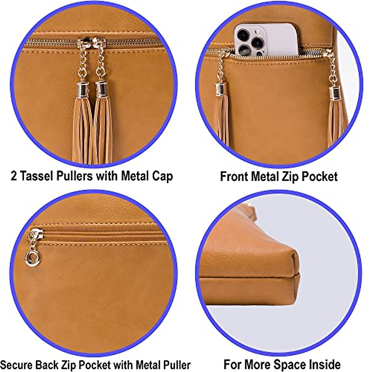 Solene Womens Lightweight Medium Crossbody Purse with Tassel, Perfect Size Crossbody Bags for Daily Use, travel - LP062 (MUSTARD)