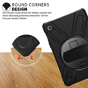 ZenRich Galaxy Tab S5e Case 2019, zenrich SM-T720/T725/T727 Heavy Duty Shockproof Rugged Case with Rotatable Stand Hand Strap and Shoulder Belt for Samsung Galaxy Tab S5e 10.5 inch 2019 Tablet-Black