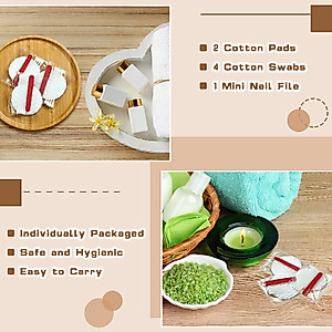 Tondiamo 100 Pieces Hotel Vanity Kit Individually Wrapped Hotel Amenities Disposable Travel Size Hospitality Supplies, Each Includes 2 Cotton Pads 4 Cotton Swabs Nail File for Motels Makeup Toiletry