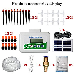 Upgrade Smart Water Pump Solar Garden Automatic Watering Device Outdoor Plants Self Drip Irrigation Solar Energy Charging Timer System Potted Plant Drip Irrigation for Potted Plants Flower Vegetables