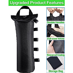120LBS Extra Large Heavy Duty Canopy Weights Sand Bags for Ez Pop Up Canopy Tent Gazebo Outdoor Instant Sun Shelter Patio Umbrella, Upgraded 5 full-Sized Velcro, 2 Nylon Handles and Storage Bag, 4Pack