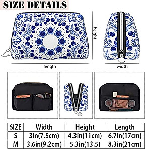 jarenap Floral,Large Capacity Travel Leather Cosmetic Bag,Floral in Patchwork Style Rustic,Multifunctional Storage Makeup Bag for Women,Yellow Green,M