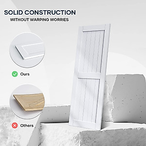 EaseLife 30in x 84in Sliding Barn Door with 5.5FT Barn Door Hardware Track Kit Included,Solid LVL Wood Slab Covered with Water-Proof & Scratch-Resistant PVC Surface,DIY Assembly,Easy Install,White