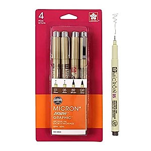 SAKURA Pigma Micron Fineliner Pens - Archival Sepia Ink Pens - Pens for Writing, Drawing, or Journaling - Assorted Point Sizes - 4 Pack