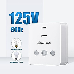 DEWENWILS Dimmer Switches for Led Lights, Remote Light Dimmer for Indoor Use, 100FT Range, Compatible with Dimmable LED/Tungsten Bulbs, FCC Certified