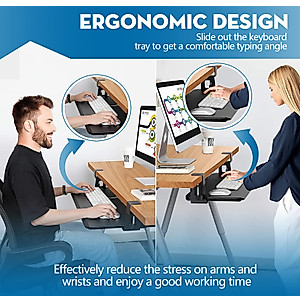 Large Keyboard Tray Under Desk，Sturdy C Clamp Mount System,26.3" x 11" Slide-Out Computer Keyboard Drawer，Fits Full Size Keyboard and Mouse,for Home or Office|for Desks Up to 1.5",Black…