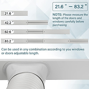 Portable Air Conditioner Window Kit with 5.9” Counter Clockwise Exhaust Hose，AC Window Vent Kit, Adjustable Vertical/Horizontal Sliding Window Kit Plates for AC Unit with 59 Inch Exhaust hose