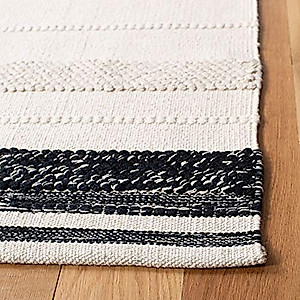 SAFAVIEH Striped Kilim Collection 3' x 5' Ivory / Black STK512A Handmade Flatweave Cotton Area Rug