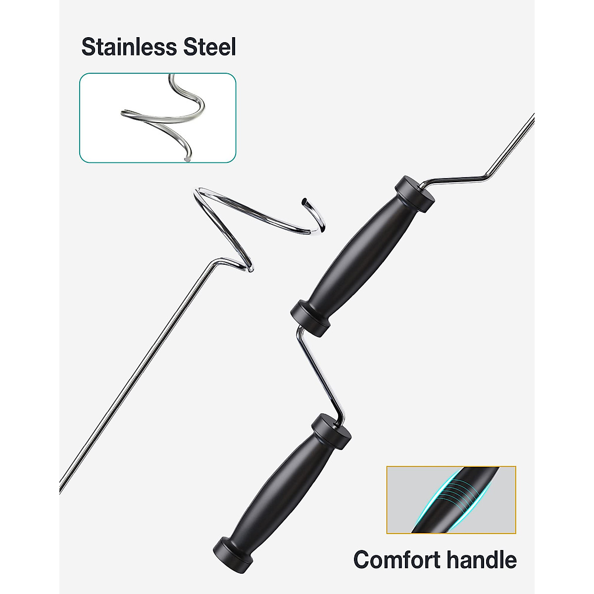 EJWOX Compost Aerator Tool - Manual Compost Turner and Mixing Tool for Outdoor Compost Tumbler Bins,Stainless Steel Rotating Compost Turning Tool