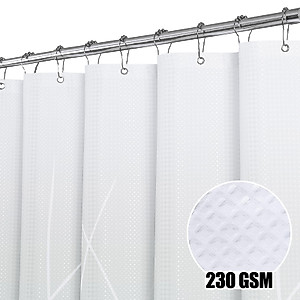 Naturoom Light Grey Fabric Shower Curtain Set Heavy Duty Waffle Weave Textured Bath Curtain, Modern Ombre Shower Curtains for Bathroom, Hotel Restroom Bath Decor Sliver Gray 72 x 72