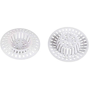 Kitchen Sink Filter Reusable Plastic Bath Sink Strainer Set 7 cm Pack of 2 White