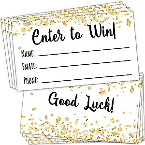 200 Raffle Tickets 3.5”x2” - Enter to Win Entry Form Cards for Contest, Raffles, Ballot Box, 50/50, Auction and More - with Space for Name, Email Address and Phone Number Fields