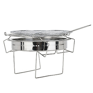 Camping Equipment, Barbecue Stove, Barbecue Set, Round Barbecue Grill, Stainless Steel Mini Folding Round Brazier Grill, Eco-Friendly Portable Charcoal Grill with Grill Mesh