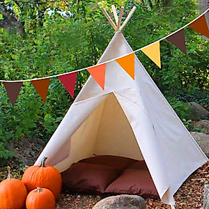 32Ft Fall Banner Decorations Triangle Flag Fabric Pennant Garland Bunting for Happy Fall Decor Thanksgiving Day Harvest Autumn Wedding Birthday Party Home Outdoor Garden Hanging Decoration (36Pcs)