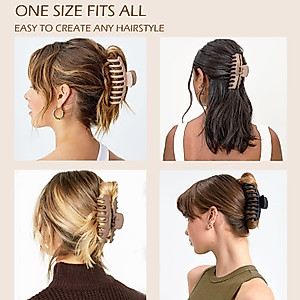 12 Pack Large Hair Claw Clips 4.3 Inch Rectangle Hair Claw Clips Flower Hair Clips for Women Thick Hair, Matte Hair Clip Banana Claws Clips Strong Hold jaw clips, 3 Styles Claw Clips Neutral Colors