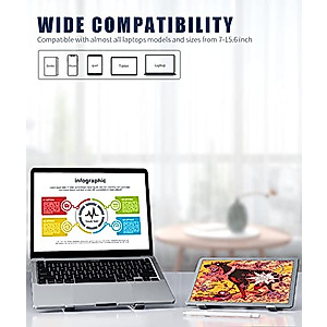 Rrtizan Foldable Laptop Stand for Desk, Ergonomic Computer Stand Adjustable Height Portable Aluminum Notebook Riser Holder, Compatible with MacBook Pro, Air, 9-15.6” Laptops and Tablets (Silver)