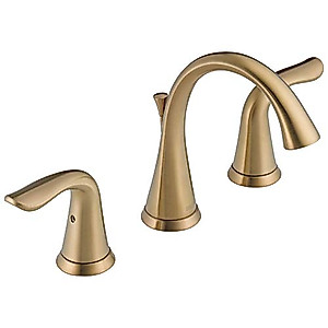Delta Faucet Lahara Widespread Bathroom Faucet 3 Hole, Gold Bathroom Faucet, Diamond Seal Technology, Metal Drain Assembly, Champagne Bronze 3538-CZMPU-DST
