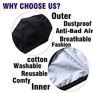 Pack 3 Dust Mouth Mask - All Cotton - Reusable Cloth Comfy Breathable Material Black Pack 3pcs
