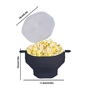 Popcorn Bowl, Large Microwave Popcorn Maker, Creative Microwave Heating Bowl, Collapsible Bowl, Silicone Seasoning Bowl, Popcorn Bowl Set for Kitchen, Family, Kids, Movie Night