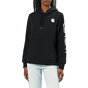 Carhartt Women's Clarksburg Graphic Sleeve Pullover Sweatshirt (Regular and Plus Sizes), Black, Medium
