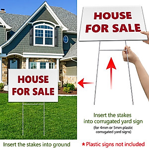 Yard Sign Stakes Metal, 17x7 Inch Yard Sign Holder Stand Sign Stakes for Ground Outdoor, Remiawy 10 Pack Wire Metal Yard Stakes for Corrugated Plastic Sign, Blank Lawn Sign Posts, Estate Garage Sale