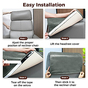 NZDWZDN Headrest Cover for Recliner Chair Recliner Headrest Protector Faux Leather Recliner Headrest Cover Couch Headrest Covers for Furniture Sofa Protector Home Office Chair 17x27In(Dark Grey)