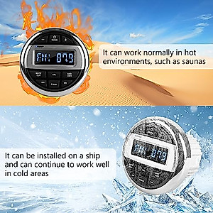 DOODBI Marine Radio Bluetooth Stereo Audio Waterproof Radio Boats FM AM Gauge Stereo Golf Cart Marine Stereo Receiver Audio Systems for RV UTV Yacht