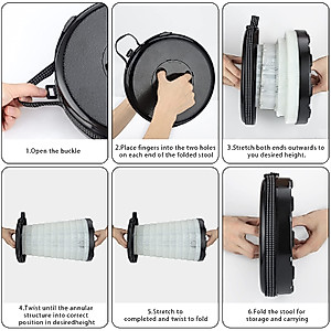 Cocotik Upgraded Folding Stools Portable with Light for Camping Retractable Plastic Chair Lightweight Collapsible for Adults Fishing Garden Outdoors Indoors (Black)