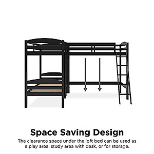 DHP Dorel Living Clearwater Triple Wood Bunk, Twin Size, Black Bed