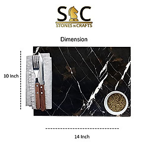 STONES & CRAFTS Marble cutting Board - Marble Chopping Board | Black Cheese Board , Butcher Block with Non-Slip Rubber, Marble Serving Tray for Breakfast , Snacks, Pastries Marble Slab - 8 x 11