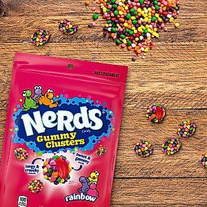Bundle of Nerds Gummy Clusters Candy, Rainbow, Very Berry, Resealable 8 Ounce Bags (Pack of 2)