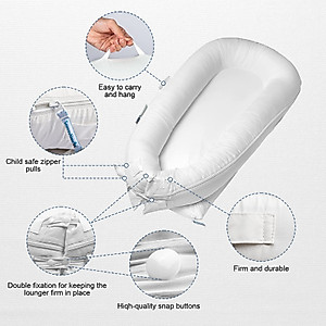 Baby Nest Cover for Dockatot Deluxe+ Docks | MEXXI 100% Hypoallergenic Cotton Newborn Lounger Cover | (Cover Only) (White)