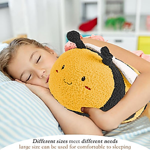 ARELUX 10in Soft Bee Stuffed Animal Plush Toy Cute Fuzzy Bumblebee Plushies Doll Realistic Cartoon Honeybee Anime Pillow Room Decor Birthday for Kids Friends Boys Girls