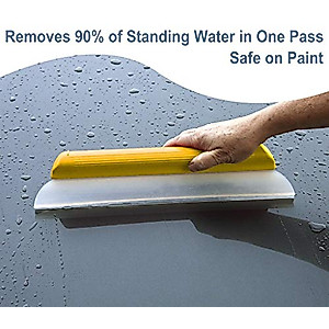 One Pass Hydroglide 14" Waterblade Silicone Y-Bar Squeegee Yellow with XL Micro Fiber Towel