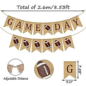Doumeny 2Pcs Football Game Day Burlap Banner American Football Bunting Garland Sports Theme Party Banner Rustic Football Superbowl Bunting Banner for Birthday Baby Shower Sports Club Party Decoration