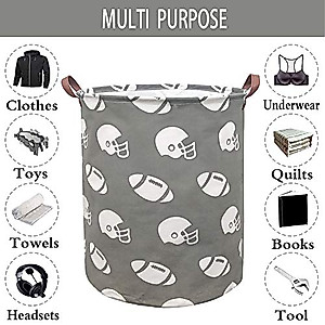 BOOHIT Storage Baskets,Canvas Fabric Laundry Hamper-Collapsible Storage Bin with Handles,Toy Organizer Bin for Kid's Room,Office,Nursery Hamper, Home Decor (Footballs)