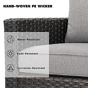 Grand patio Outdoor Furniture, Patio Wicker Sectional Sofa Modular Furniture Set Single Sofa with Thick Cushions and Frame for Deck Porch Poolside Garden (Armless Sofa)