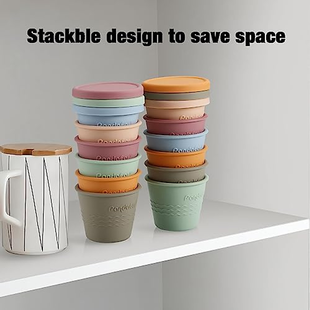 PandaEar 12 Pack Silicone Baby Food Storage Containers, 4 oz Reusable Small Snack Containers Freezer Storage with Airtight Lids Leak Proof for Infants Kids Babies, Microwave & Dishwasher Safe