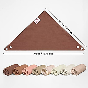 Bearmoss Muslin Baby Drooling Bibs 8 Pack, 100% Cotton Triangular Bandana Bibs Gift for Baby Girls Boys Teething Drooling (Coconut Mocha)