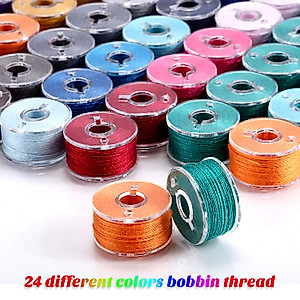 144 Pieces Prewound Bobbins Sewing Thread Bobbins Compatible with Brother/Babylock/Janome/Elna/Singer Embroidery Machine, Size A (24 Colors)
