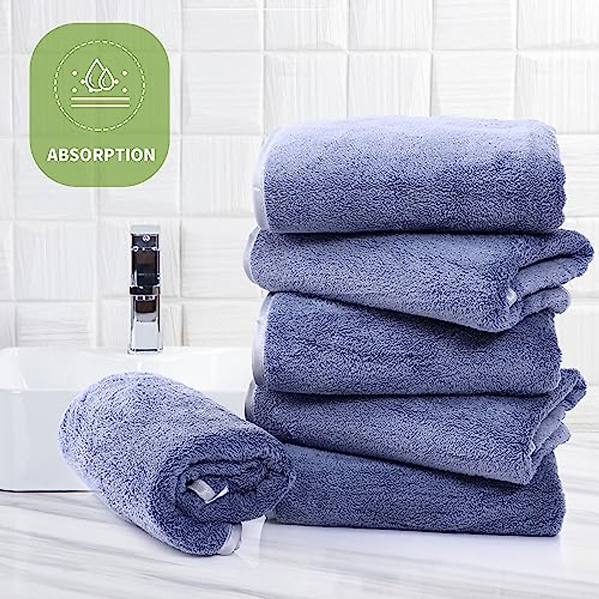 Cosy Family Ultra Soft Microfiber Absorbent Hand Towel Set of 6 - Silk Hemming Towels for Bathroom - Quick Drying - Perfect for Bath, Fitness, Gym, Shower, Hotel, and Spa - 16x28 Inch, Light Teal