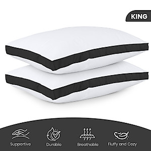 Utopia Bedding Bed Pillows for Sleeping King Size (Black), Set of 2, Cooling Hotel Quality, Gusseted Pillow for Back, Stomach or Side Sleepers