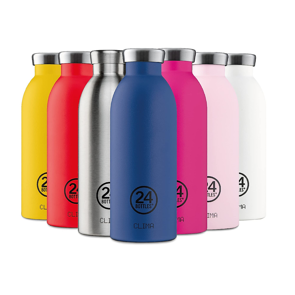 24Bottles Clima Bottles - Insulated Water Bottle 11oz/17oz/29oz, Water Bottles with 100% Leak Proof Lid (12 Hours Hot and 24 Hours Cold Beverages), Made of Stainless Steel, Italian Design