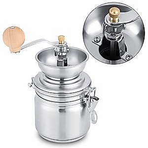 BEIJIALY Manual Coffee Grinder, Stainless Steel Manual Coffee Bean Mill Grain Mill Spice Nuts Grinding Mill Hand Tool, Portable Hand Crank Mill for Home Office Cafe(Silver)