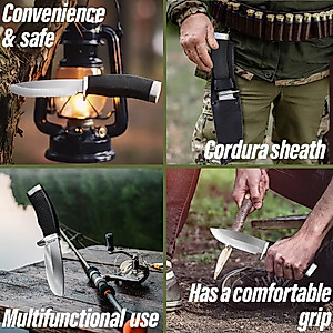 Grand Way Tanto Camping Knife with Sheath – 3+ Colors – 5.9" Fixed Full Tang Mirror Polished Blade – Hunting Knife with Sheath Survival Knives for Men