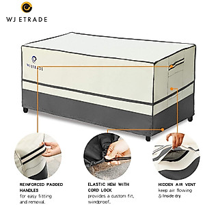WJ-X3 Small Patio Dining Set Waterproof Anti UV No Fading Heavy Duty Outdoor Square Furniture Cover, 84 x 32 Inches, Beige and Gray