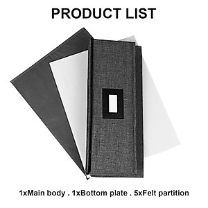 Gowee China Storage Containers Hard Shell, Platter Storage Case 17" x 13" x 6" for Dinnerware Storage and Transport, 5 Felt Dividers Included, Structured Top and Stackable (Black)