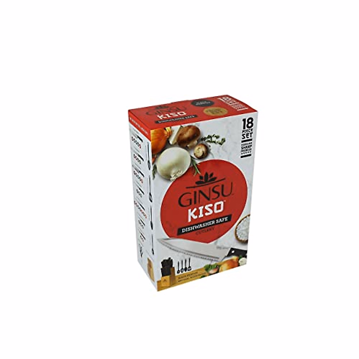 Ginsu Kiso 18-Piece Black Knife Set with Natural Block - Dishwasher Safe and Always Sharp